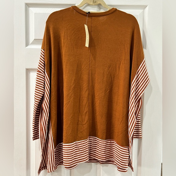 Doe & Rae | Tops | Doe Rae Burnt Orange Cream Sweater Poncho Size Small ...
